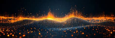 Abstract Digital Landscape Glowing Particles Dynamic Light Waves