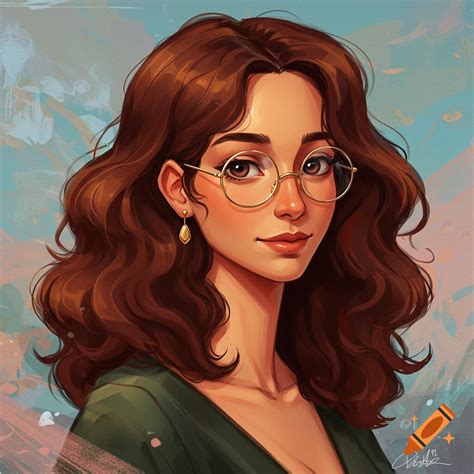 Digital Art Portrait Of A Young Woman With Glasses Looking Frustrated