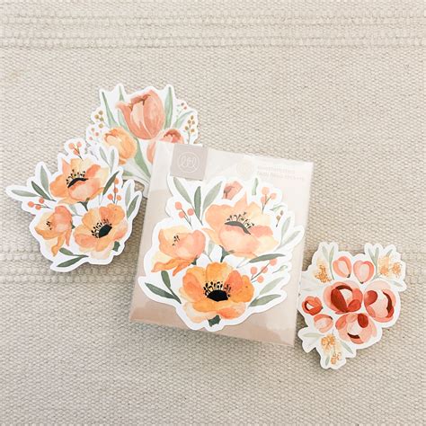 Watercolor Flowers Sticker Pack Matte Glossy Clear Faith Etsy