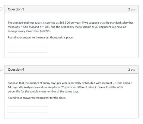 Solved Question Pts The Average Engineer Salary Is Chegg