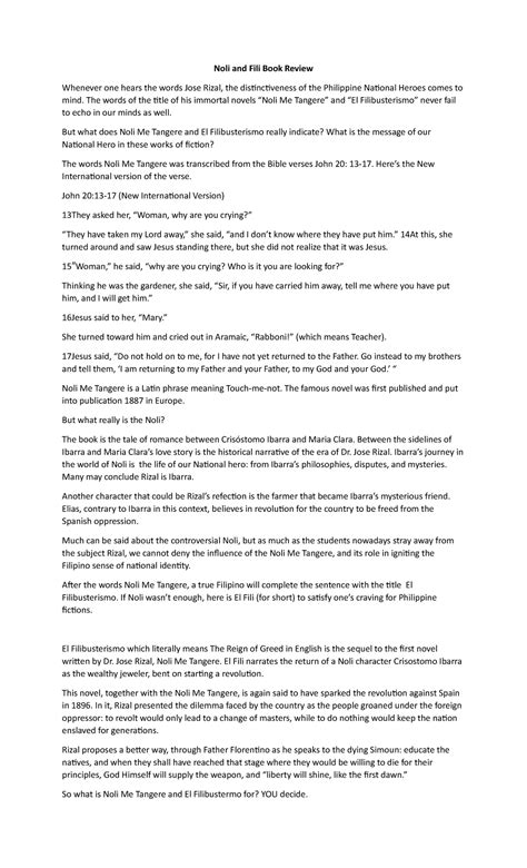 Noli And Fili Book Review Noli And Fili Book Review Whenever One