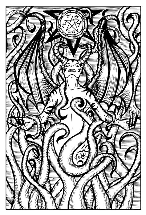 Premium Vector Lilith Engraved Fantasy Illustration