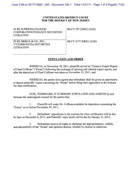 Joint Stipulation And Proposed Order New Merck Reviewed