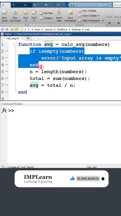 Custom Function In Matlab Matlab Shorts Series 11 Shorts Youtube