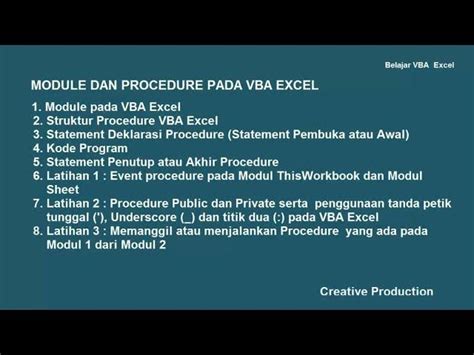 Belajar Excel On Linkedin Belajar Vba Excel 2 Module Dan Procedure