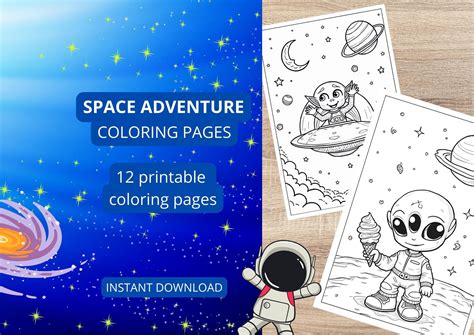 Space Adventure Coloring Pages Instant Download 12 Printable Pages 8