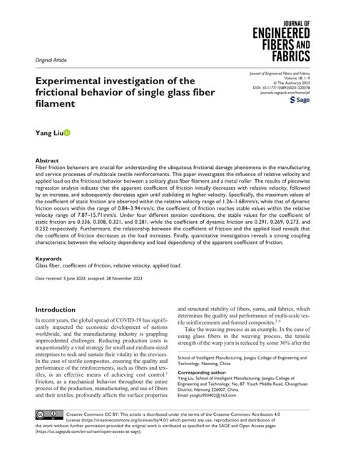 Pdf Experimental Investigation Of The Frictional Behavior Of Single