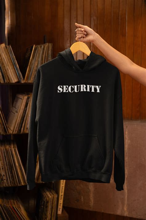 Black Security Hoodie Unisex Security Guard Pullover Hooded