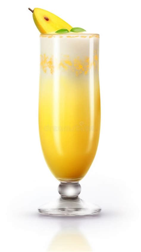 Mango Lassi With Decoration And White Isolated Background Stock