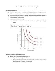Chapter 9.pdf - Chapter 9: Production and Cost in the Long Run Production Isoquants In the long ...