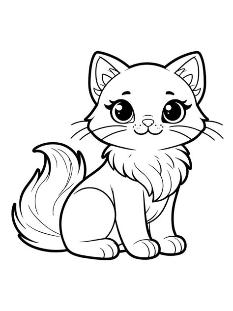 Dibujo Para Colorear De Linda Gatita Pequeocio