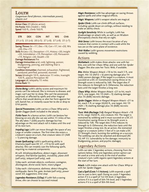 Lolth And Her Avatars Challenge Your Players With The Power Of A Goddess