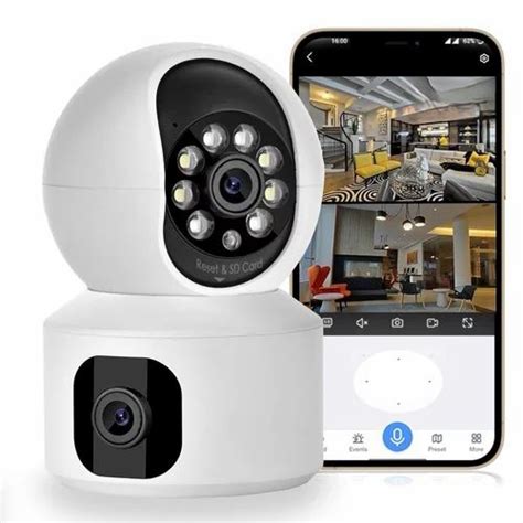 Dual Lens Wifi Ip Camera Cctv Night Vision Motion Sensor Two Way Audio Micro Sd Card Upto 128gb