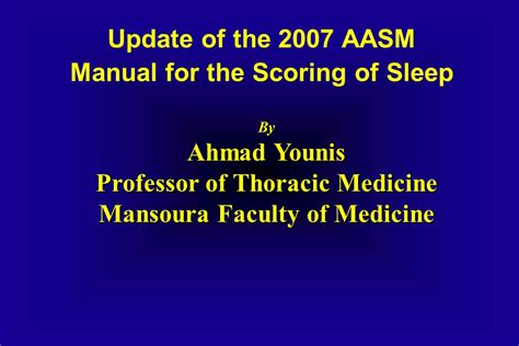 Update Of The 2007 Aasm Manual For The Scoring Of Sleep Ppt Download