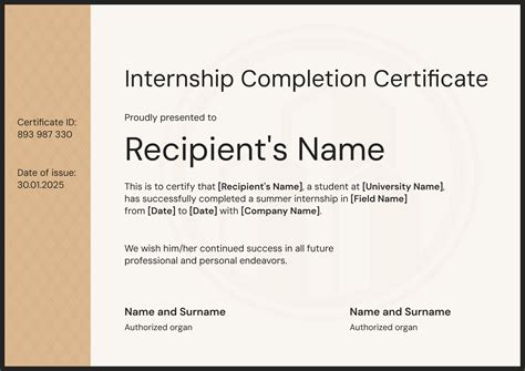 Simple And Professional Certificate Of Internship Template