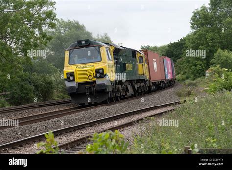 Class 70 Diesel Locomotive Pulling A Freightliner Train At Hatton North