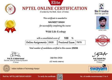 Successfully Completed The Nptel Online Certification Course On
