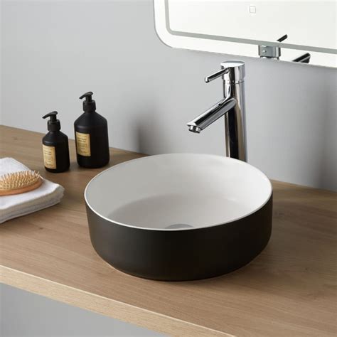 Vasque à Poser Noire Et Blanche ø 36 5cm Alina Leroy Merlin