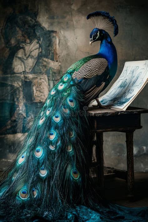 Peacock Fashion Designer Creating Style Stock Illustration