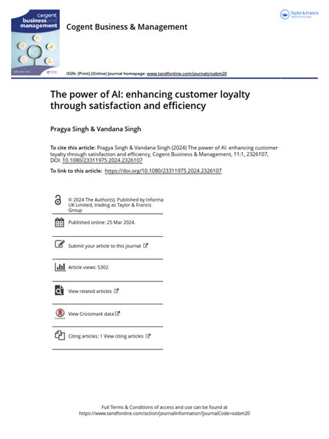 The Power Of Ai Enhancing Customer Loyalty Through Satisfaction And Efficiency Pdf