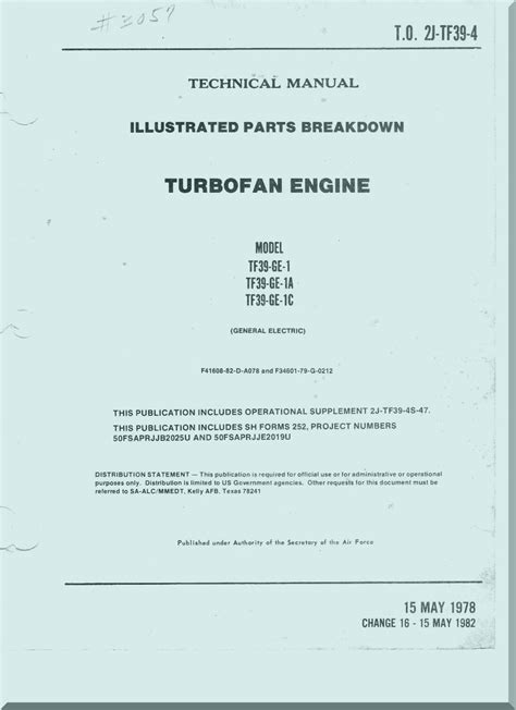 General Electric Tf39 Ge 1 1a 1c Aircraft Engine Illustrated Parts Catalog Manual T O 2j