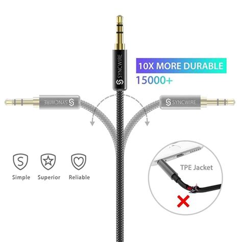 Aux Cable 3 3ft 1m Hi Fi Sound Audio Auxiliary Input Adapter