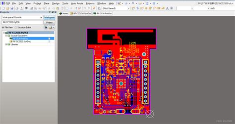 基于cc2530芯片设计 zigbee最小系统核心控制板硬件 原理图 pcb 工程文件，ad09设计的硬件工程文件 cc2530原理图ad版本