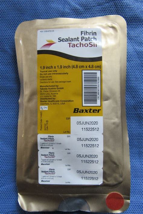 New Baxter Ref 1144923 Fibrin Sealant Patch Tachosil 1 9 X 1 9 4 8cm X 4 8cm Exp 06 2020