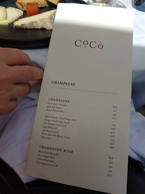 Menu At Coco Restaurant Paris Palais Garnier