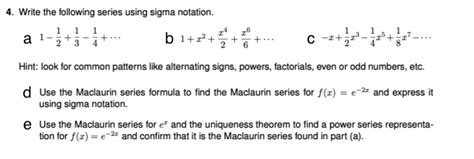 solved 4 write the following series using sigma notation 1