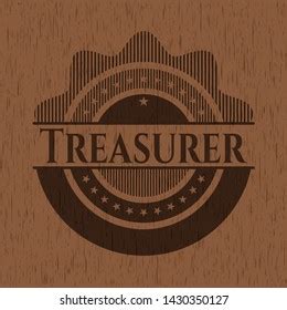 Treasurer Wooden Emblem Vintage Vector Illustration Stock Vector