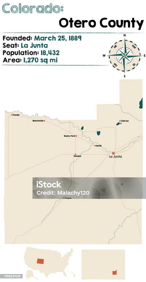 Map Of Otero County In Colorado Stock Illustration Download Image Now