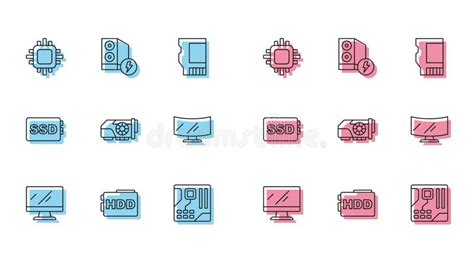 Monitor Hard Drive Gpu Ram Computer Stock Vector Illustration Of Button Element 263166710