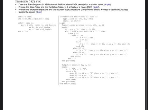 Solved Problem 6 22 Pts • Draw The State Diagram In Asm