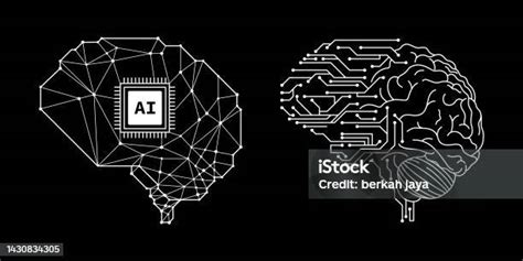 인쇄 회로 기판 개요 그림의 스타일의 두뇌 미래 지향적 인 인공 지능 디자인 테마 설계 요소를 위한 최신 기술 네트워킹 감지기에 대한 스톡 벡터 아트 및 기타 이미지