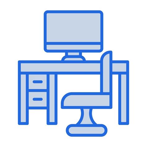 Premium Vector Computer Table Blue Tone Illustration
