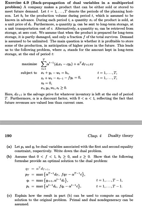 Solved Exercise 49 Back Propagation Of Dual Variables In A