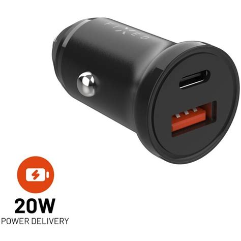 Fixed Autonabíječka S Usb C A Usb Výstupem A Podporou Pd 20w černá