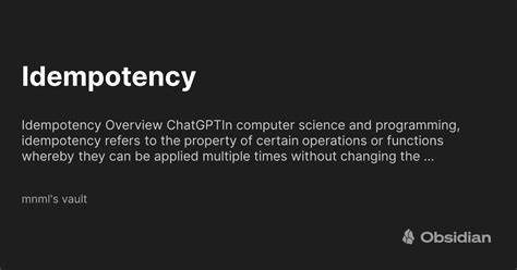 Idempotency Mnmls Vault Obsidian Publish