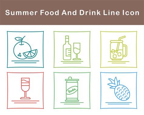Summer Food And Drink Vector Icon Set 21506241 Vector Art At Vecteezy