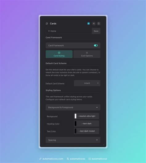 Card Color Scheme Automatic Css Documentation