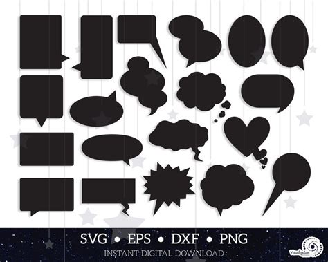 Speech Bubbles Vector Clipart Set Instant Digital Download Svg Png Dxf