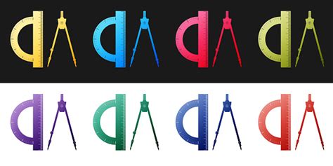 흑백 배경에서 격리된 도면 나침반 아이콘을 설정합니다 전문 악기를 그리기 기하학적 장비 교육 표지판 벡터 각도기에 대한 스톡 벡터 아트 및 기타 이미지 Istock