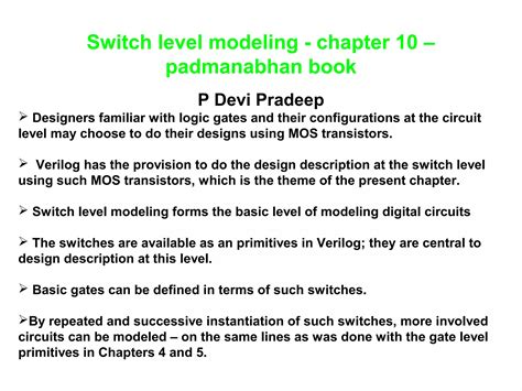 switch level modeling ppt computer peripherals computing