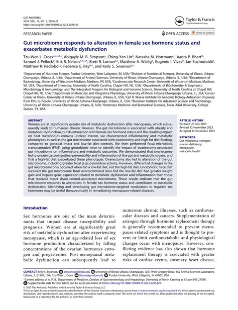 Pdf Gut Microbiome Responds To Alteration In Female Sex Hormone Status And Exacerbates