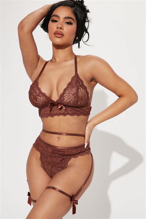 Pretty In Lace 2 Piece Set Brown Fashion Nova Lingerie And Sleepwear