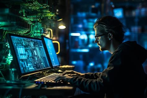 Premium Photo Side View Of Concentrated Programmer In Eyeglasses