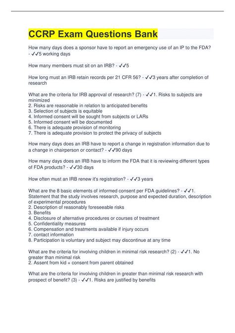 CCRP Exam Questions Bank Questions With Correct Answers CCRP Stuvia US