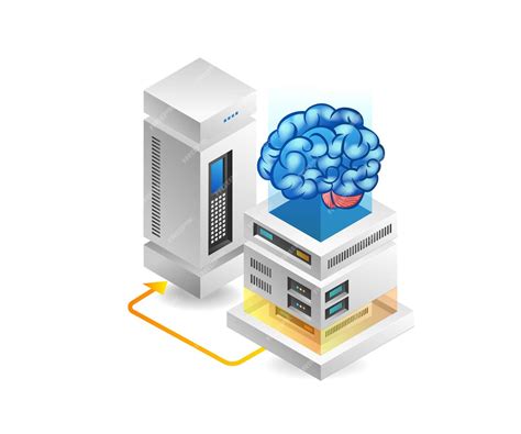 Premium Vector Flat 3d Concept Isometric Illustration Of Artificial Intelligence Server Data Brain
