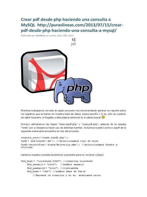 crear pdf desde php haciendo una consulta a mysql pdf tabla base de datos formato de